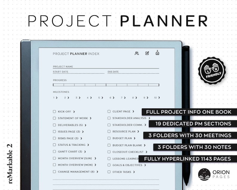 Digital Project Planner and Tracker for Remarkable2 - Etsy UK