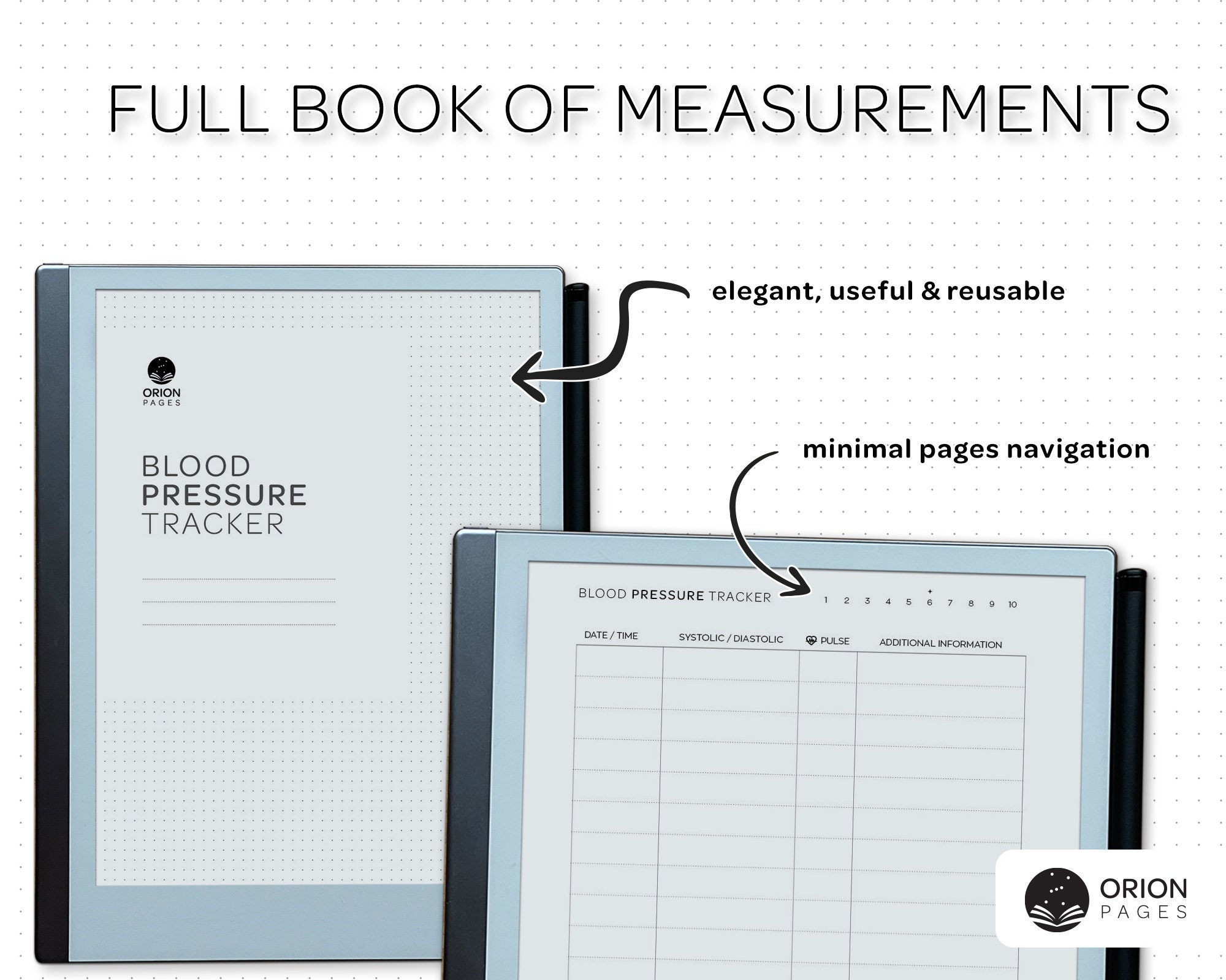 Digital Blood Pressure Tracker PDF for Remarkable 2 - 10-page E-ink ...