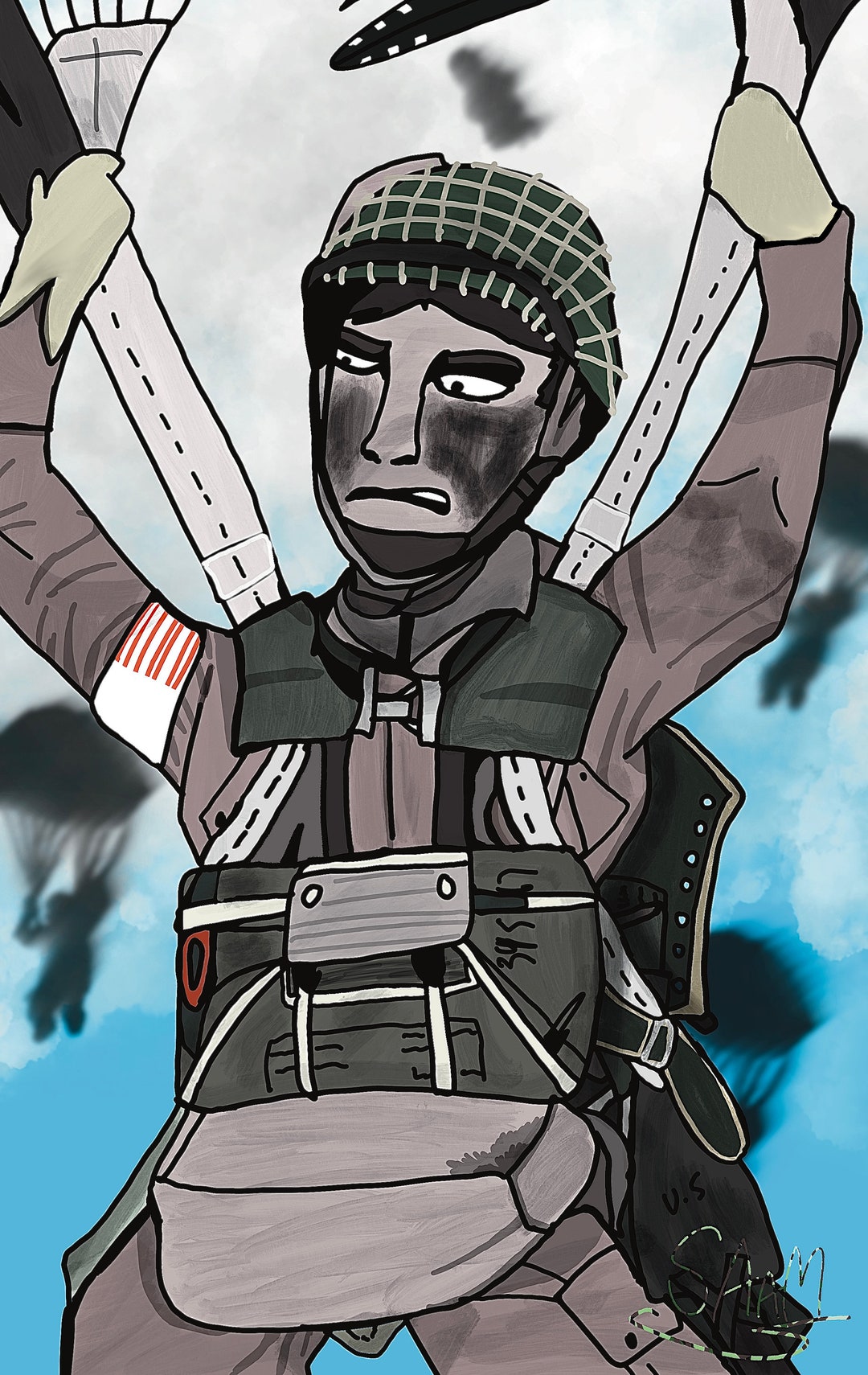 WW2 Paratrooper Digital Drawing - Etsy