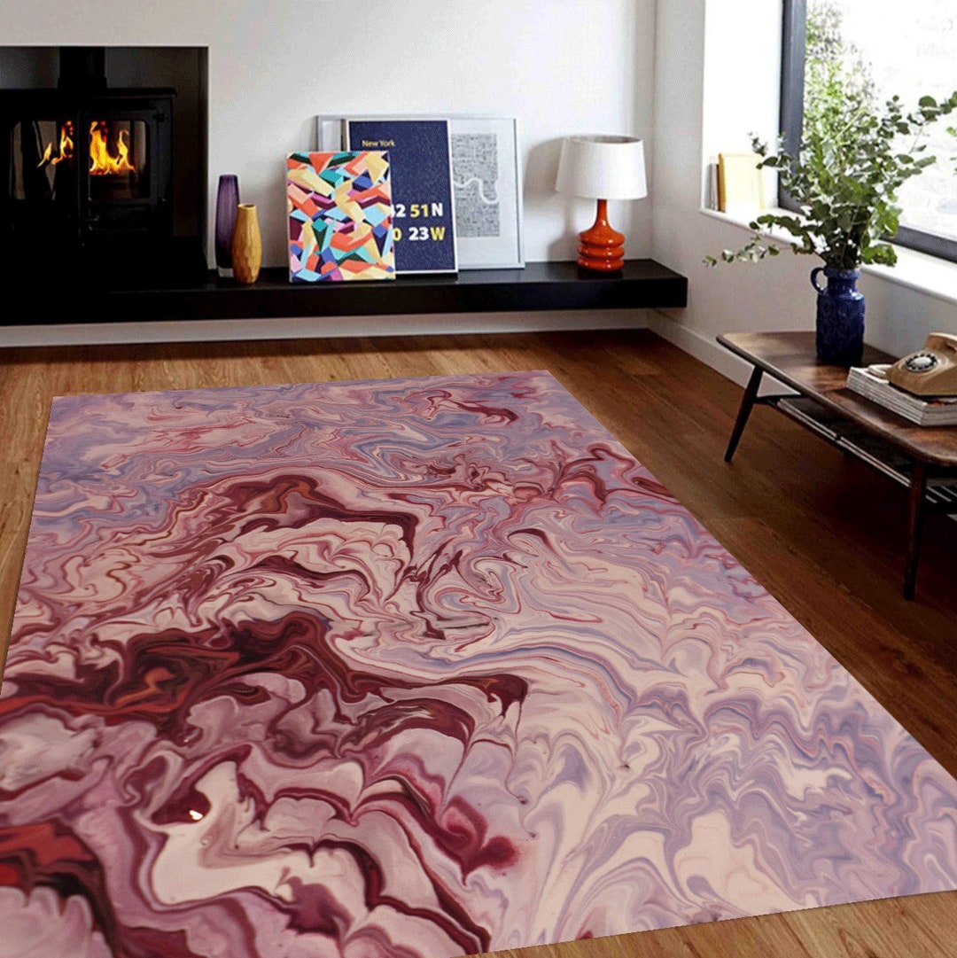 Marble Rug, Abstract Art Rug, Swirl Paint Rug, Unique Statement Rug ...
