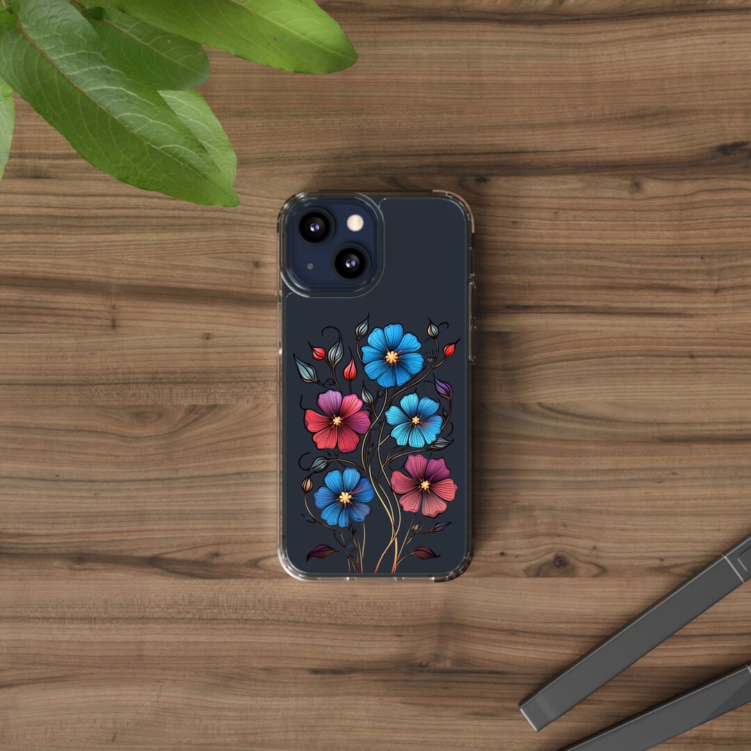 Colorful Flowers in Tainted Glass Style, Flowers Phone Case, Wild ...