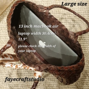 French Style Handmade TOP LAYER Cowhide Leather Woven Shoulder Tote Bag ...