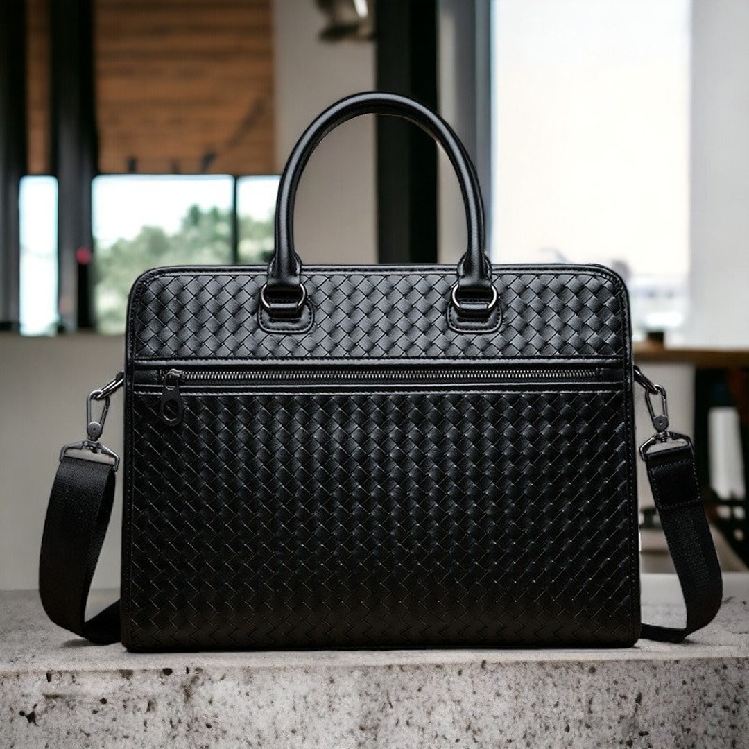 Luxury Leather Briefcase/unisex Leather Briefcase/handwoven Leather ...