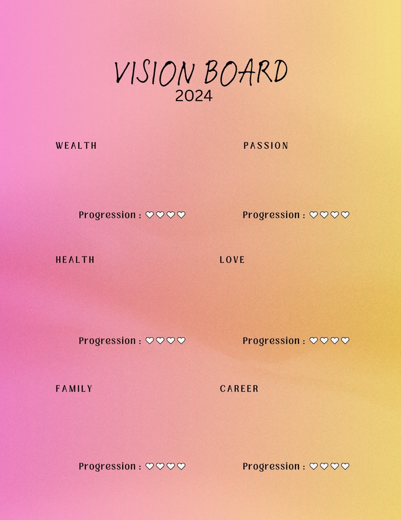 Vision Board for 2024 Reach Those Goals and Dreams - Etsy