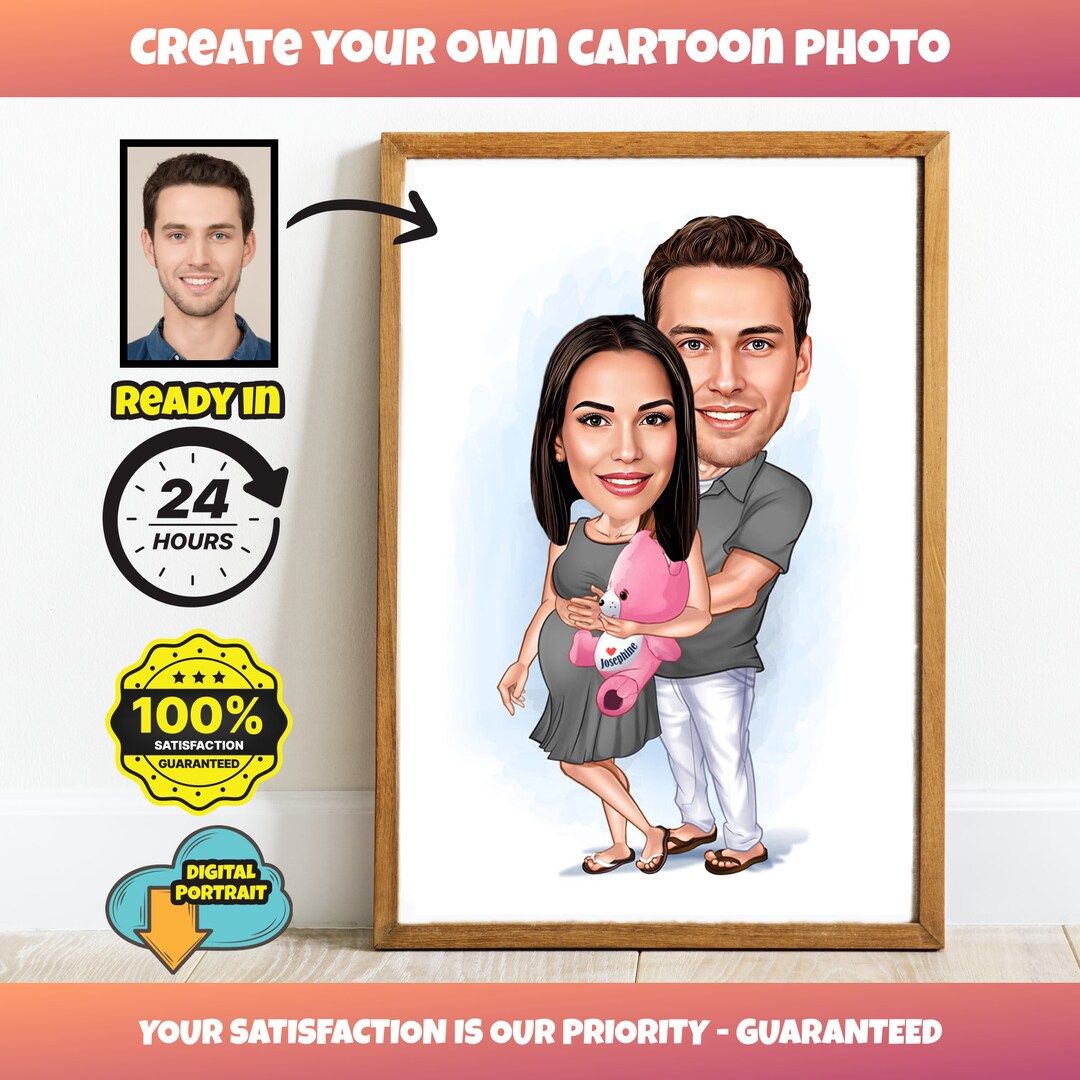 Personalized Couple Caricature | Custom Cartoon Portrait | Anniversary ...