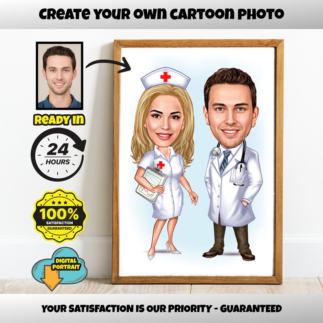 Personalized Doctor Cartoon Portrait | Custom Doctor Caricature | Funny ...