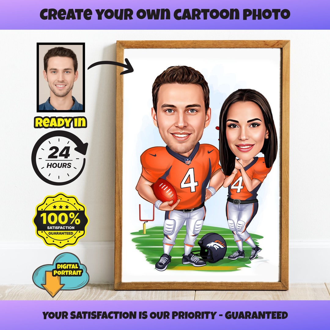 Personalized Rugby Player Cartoon Portrait Custom Football Caricature ...