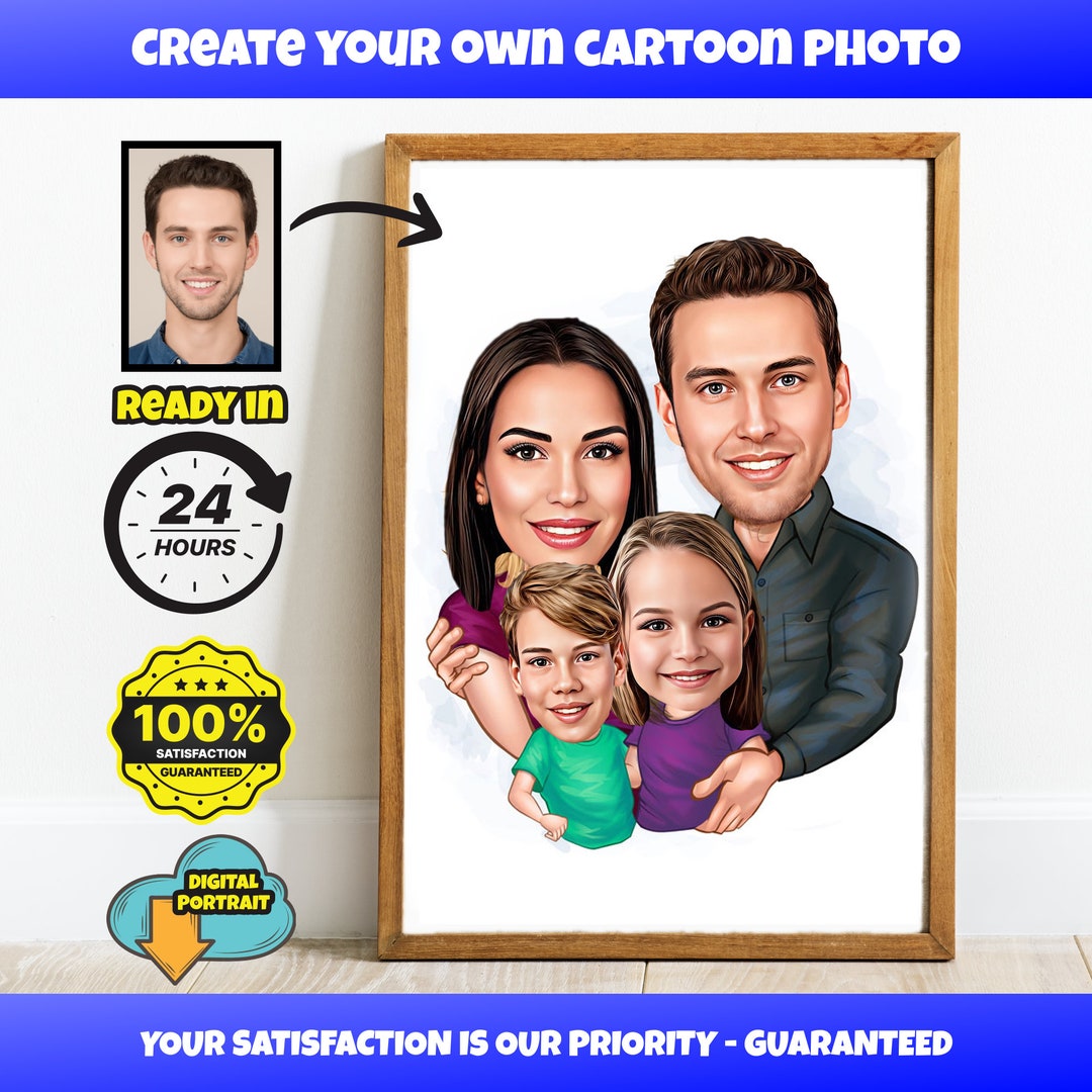 Personalized Family Caricature | Custom Family Cartoon Drawing | Funny ...
