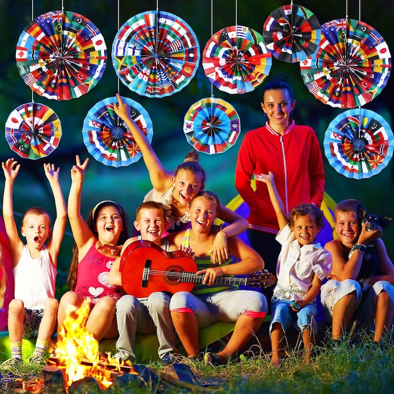 9-piece International World Flags Classroom Decorations Hanging Paper ...