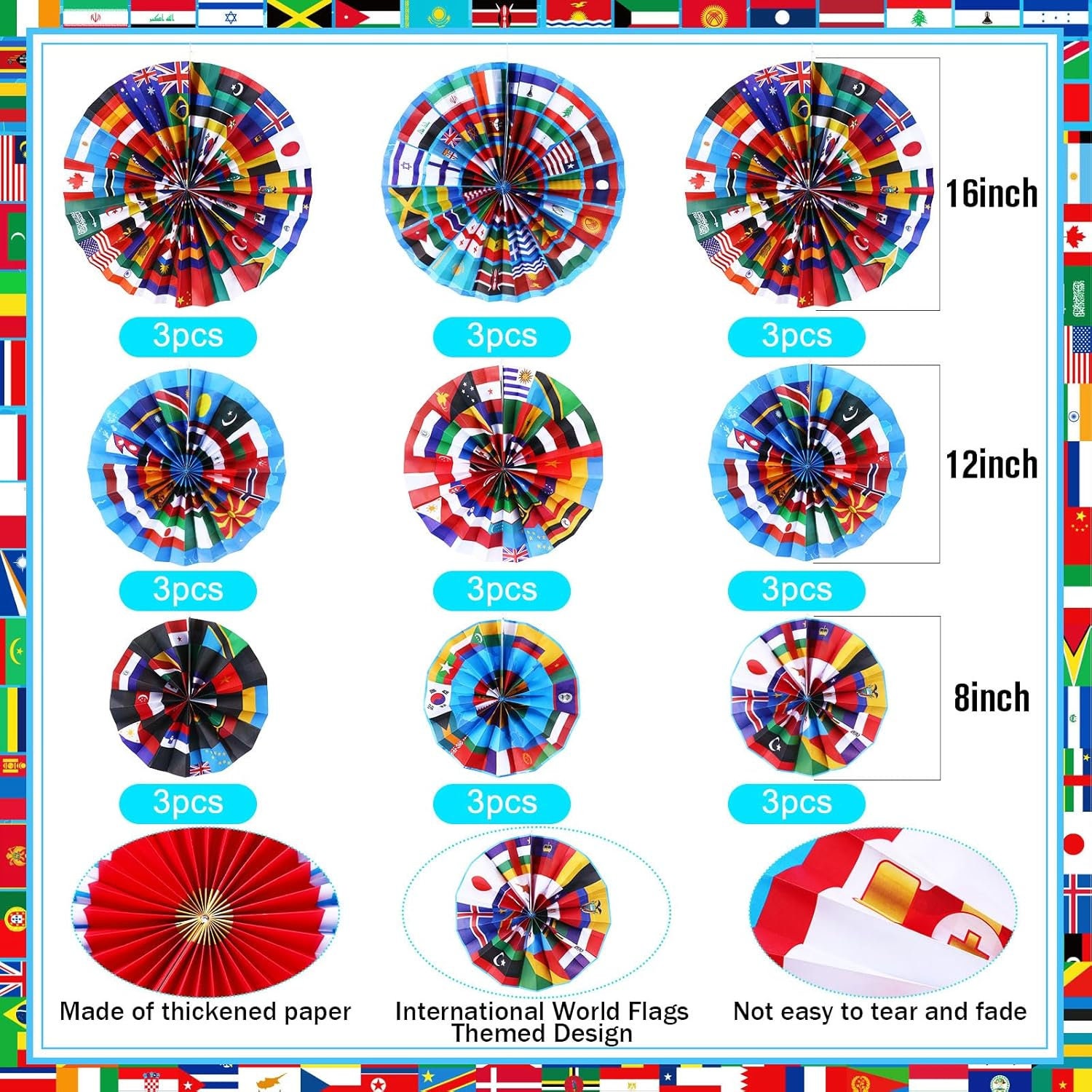 With Name List Pasimy 15-Piece International Flags Decorations - World ...