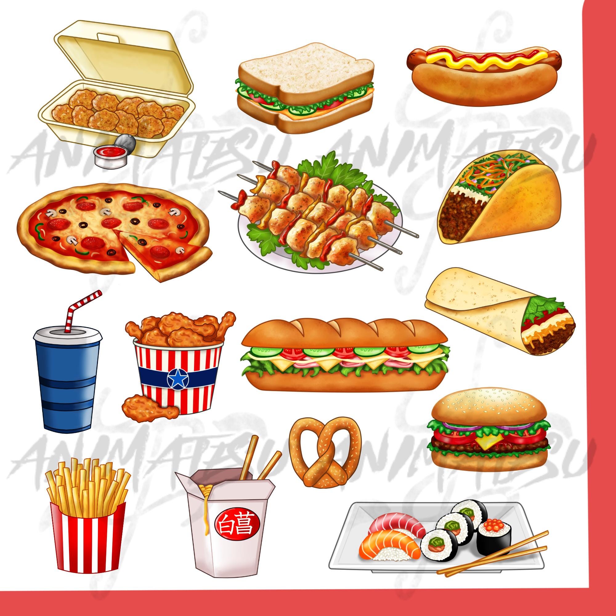 15 PNG Fast Food Set, Clipart Png, High Quality, Digital Download ...