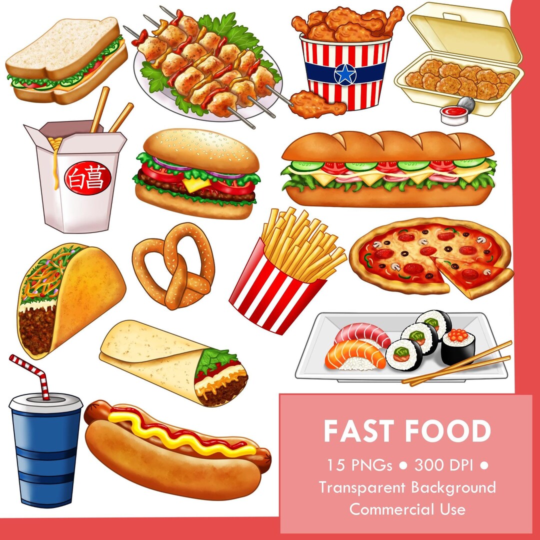 15 PNG Fast Food Set, Clipart Png, High Quality, Digital Download ...