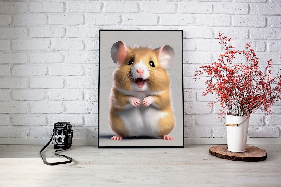 Joyful Hamster Art Print Digital Download, Charming Animal Poster ...