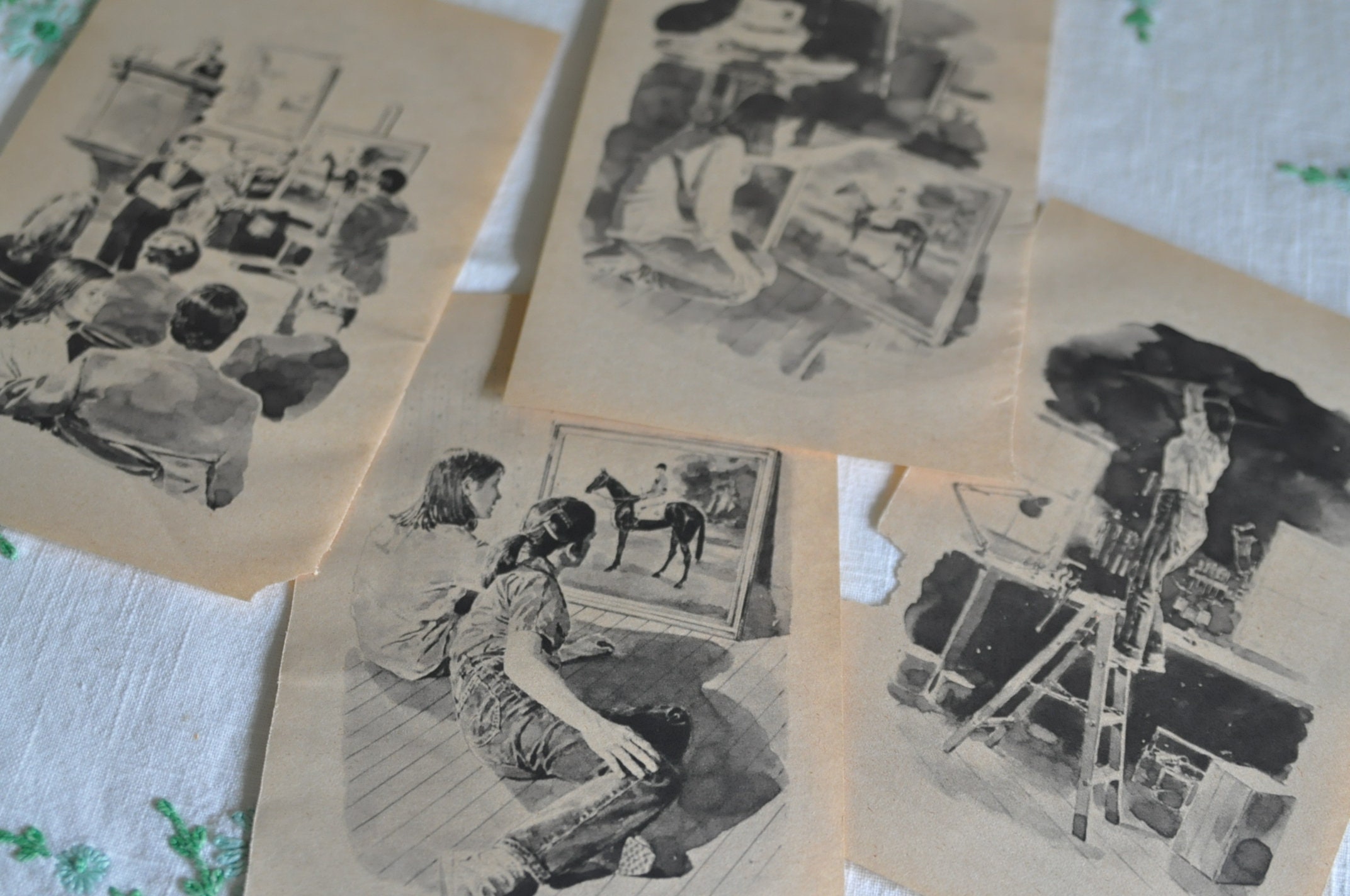 7 Pgs Full Page B&W Illustrations From 1983 'the Horse in the Attic' by ...