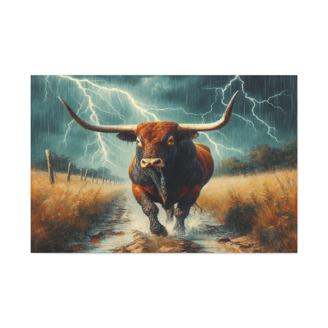 Longhorn Cattle Bull Cow, Matte Canvas, Wall Decor Wall Art Canvas Art ...