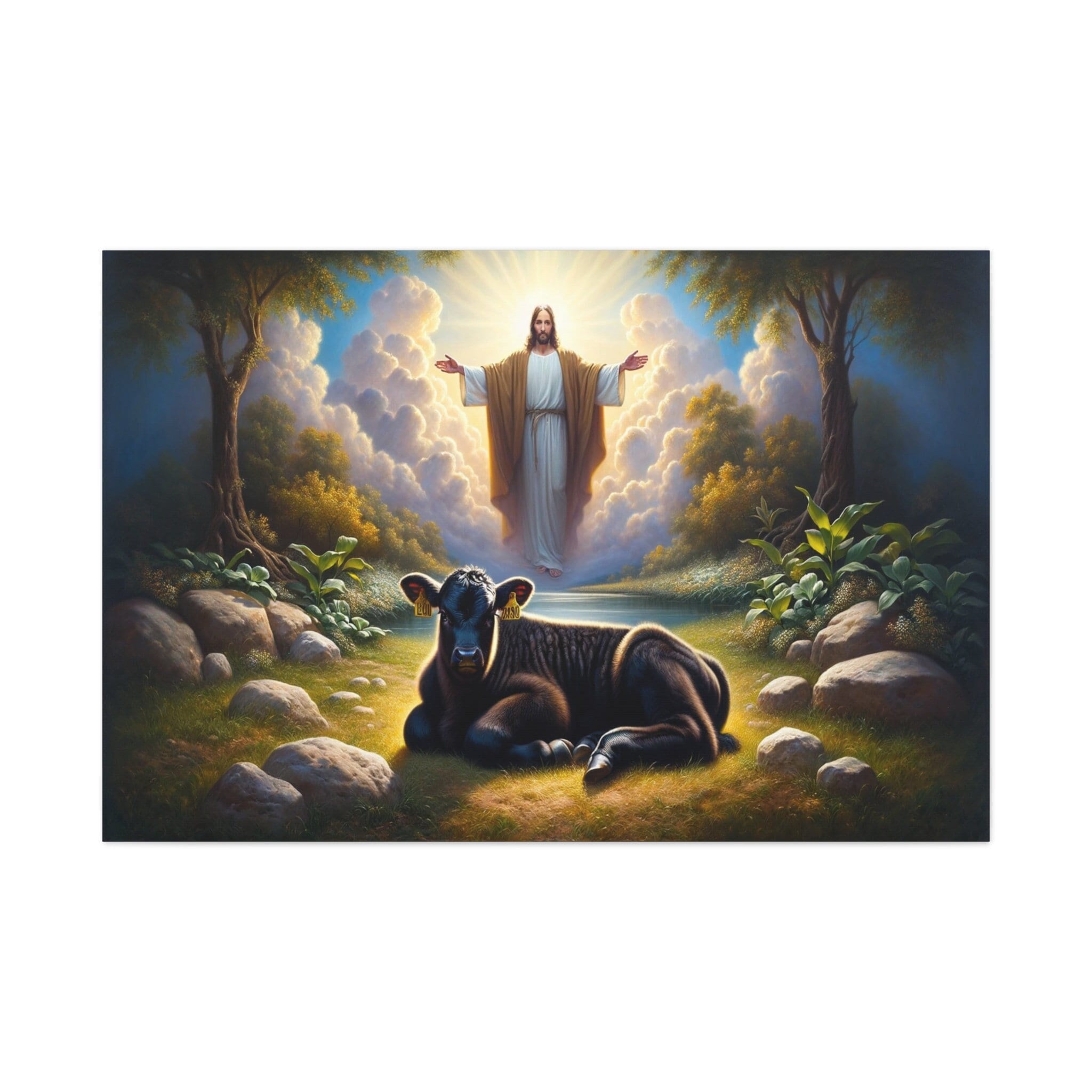Cow Calf Lord's Prayer, Matte Canvas, Wall Decor Wall Art Cow Steer ...