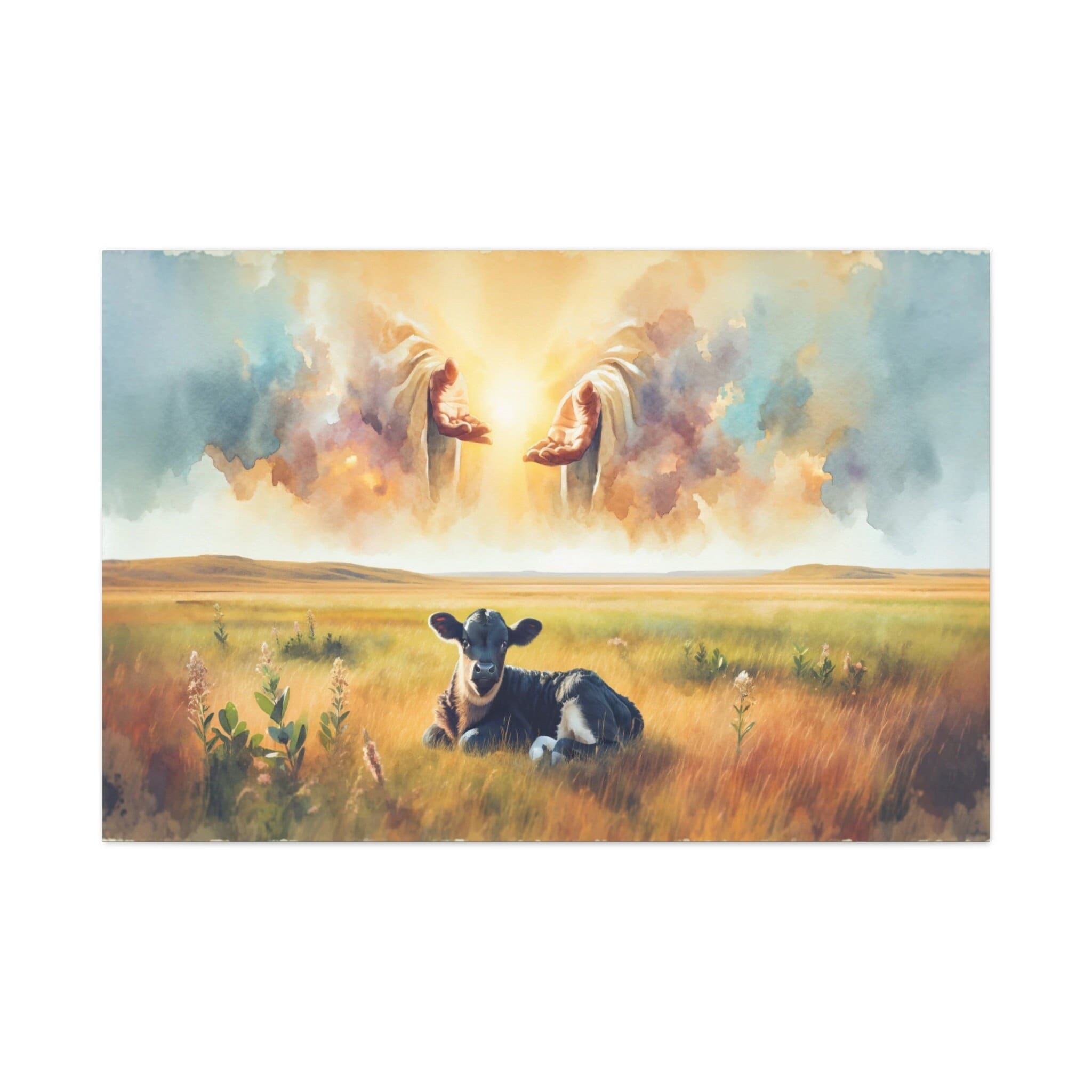 Cow Calf Lord's Prayer, Matte Canvas, Wall Decor Wall Art Cow Steer ...
