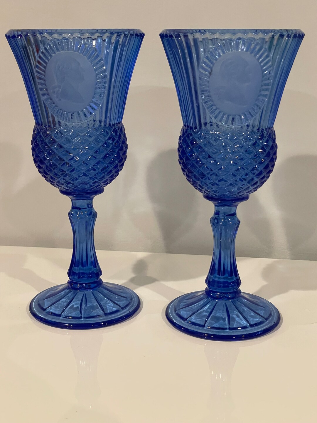 Avon Fostoria Cobalt Blue George Washington Bi-centennial Goblet - Etsy