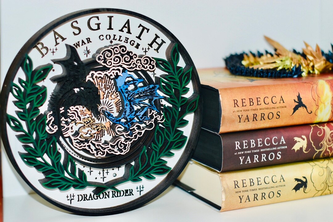 Fourth Wing Bookend: Basgiath War College, Hand-painted Wood Decor - Etsy