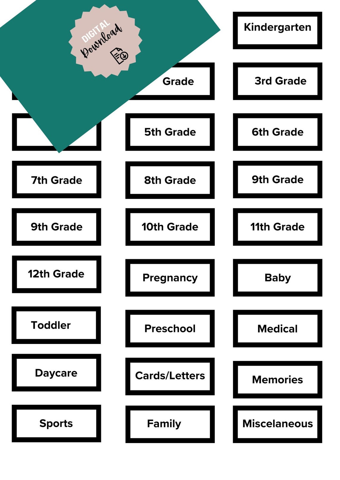 Memory Box File Cover Page-file Labels DIY Printable Digital File pdf ...