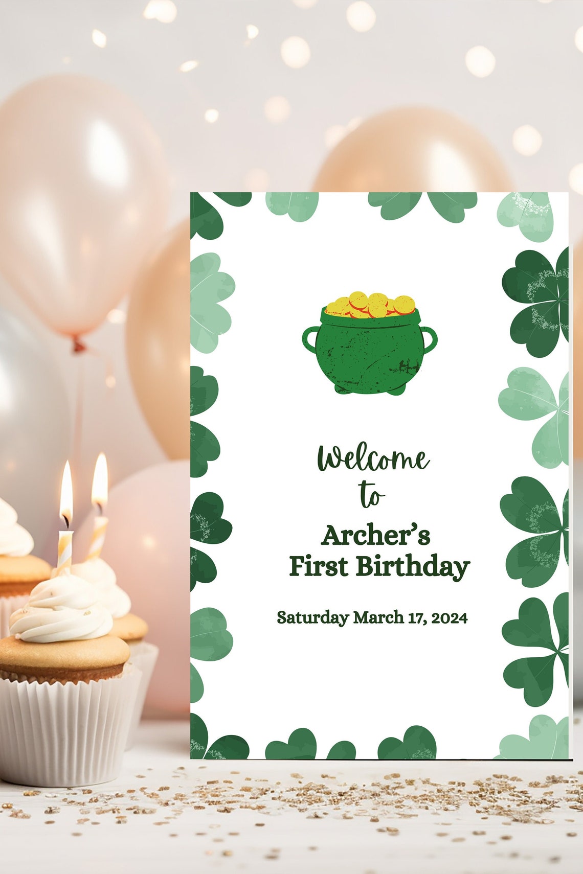 Editable Lucky One Welcome Sign, Printable, St. Patrick's Day, Instant ...