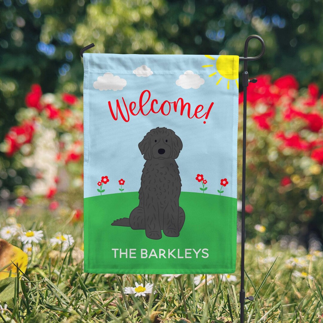 Personalized Doodle Spring Welcome Garden Flag | Goldendoodle ...