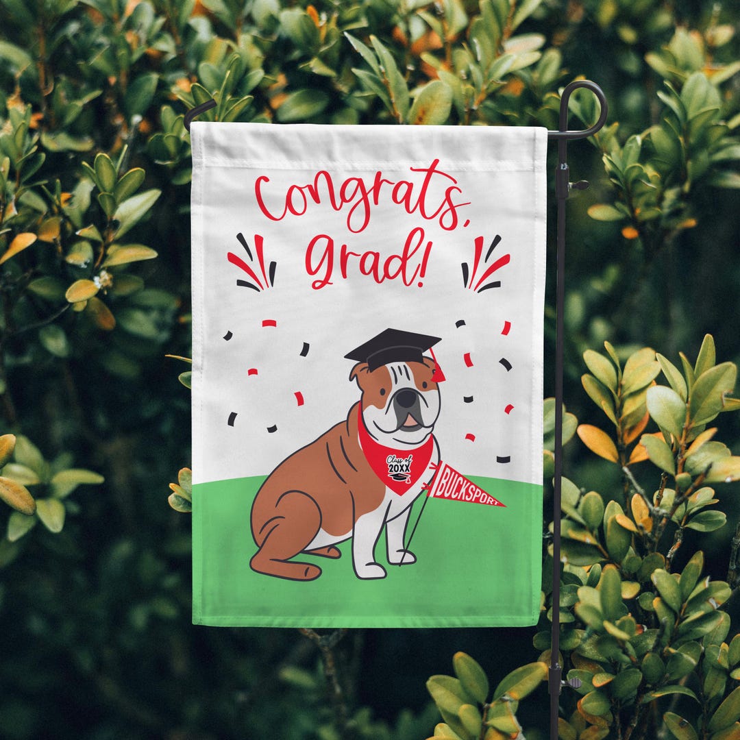 Bulldog Graduation Garden Flag: Custom School Colors - Etsy