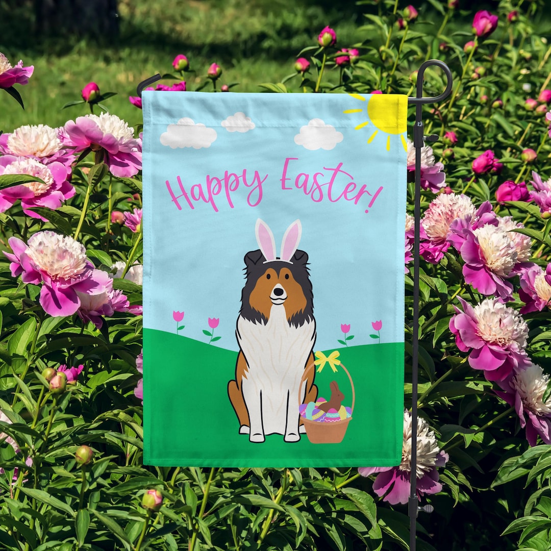 Shetland Sheepdog Easter Garden Flag: Sheltie Dog Lover Decor - Etsy