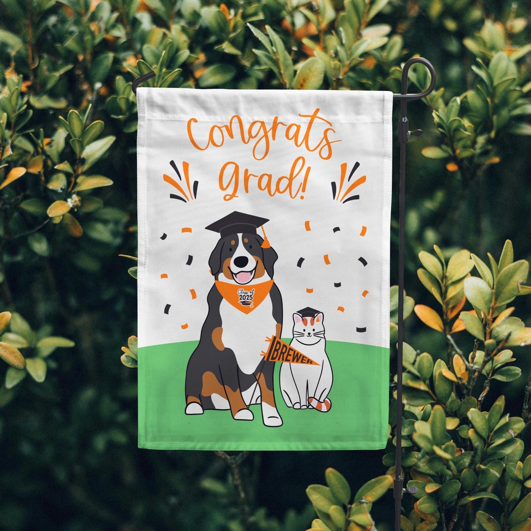 Custom Graduation Flag - Pick Your Pet Graduation Garden Flag - Custom ...