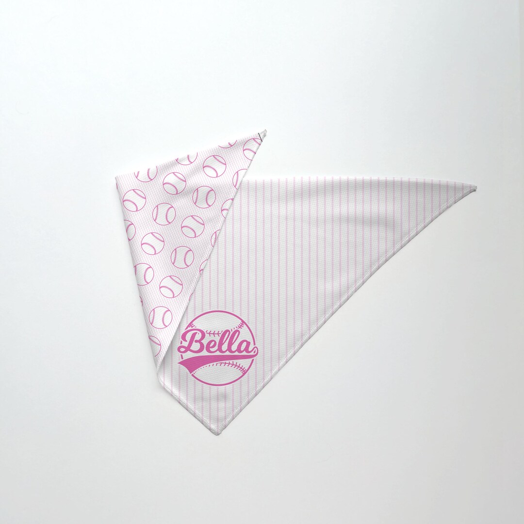 Personalized Pink Baseball Bandana - Softball Dog Bandana - Custom ...