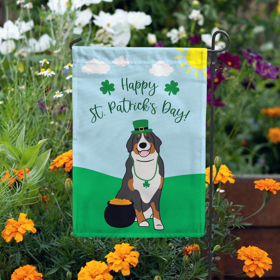 Bernese Mountain Dog St. Patrick's Day Garden Flag - Etsy