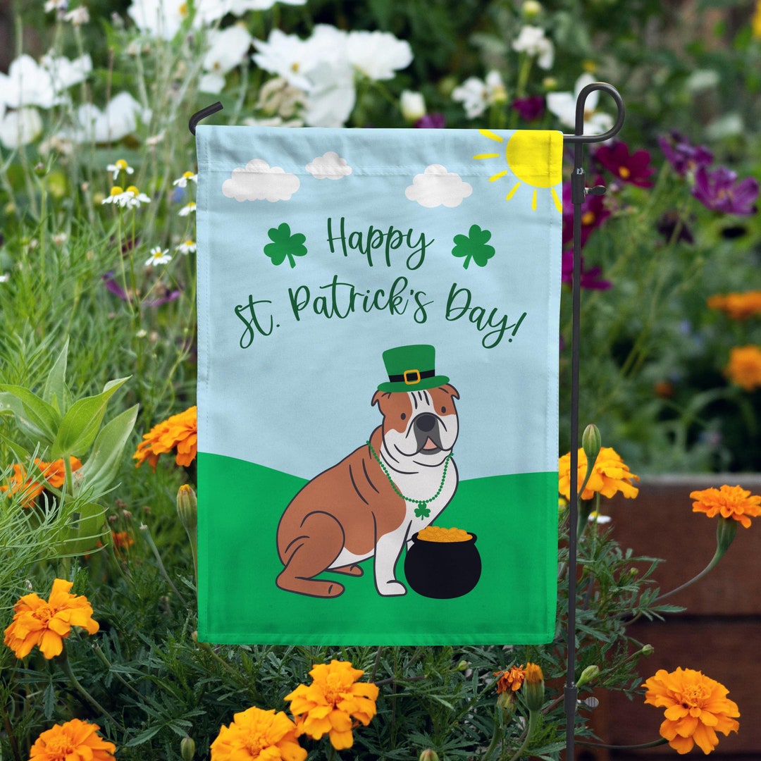 Bulldog St. Patrick's Day Garden Flag | English Bulldog Gifts for Dog Lovers - Etsy