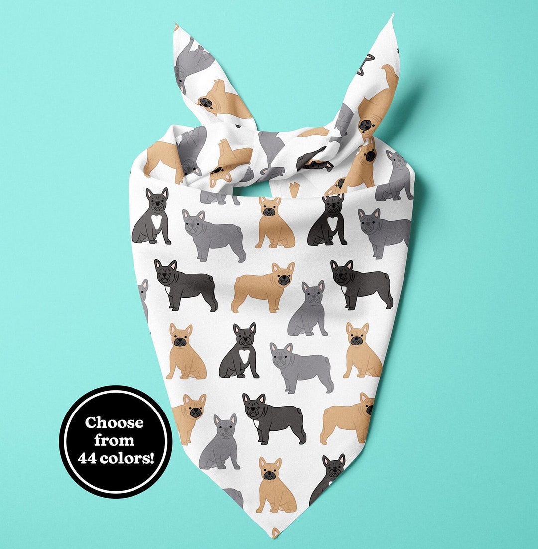 Custom French Bulldog Bandana - Pick Your Background Color! - Tie on ...