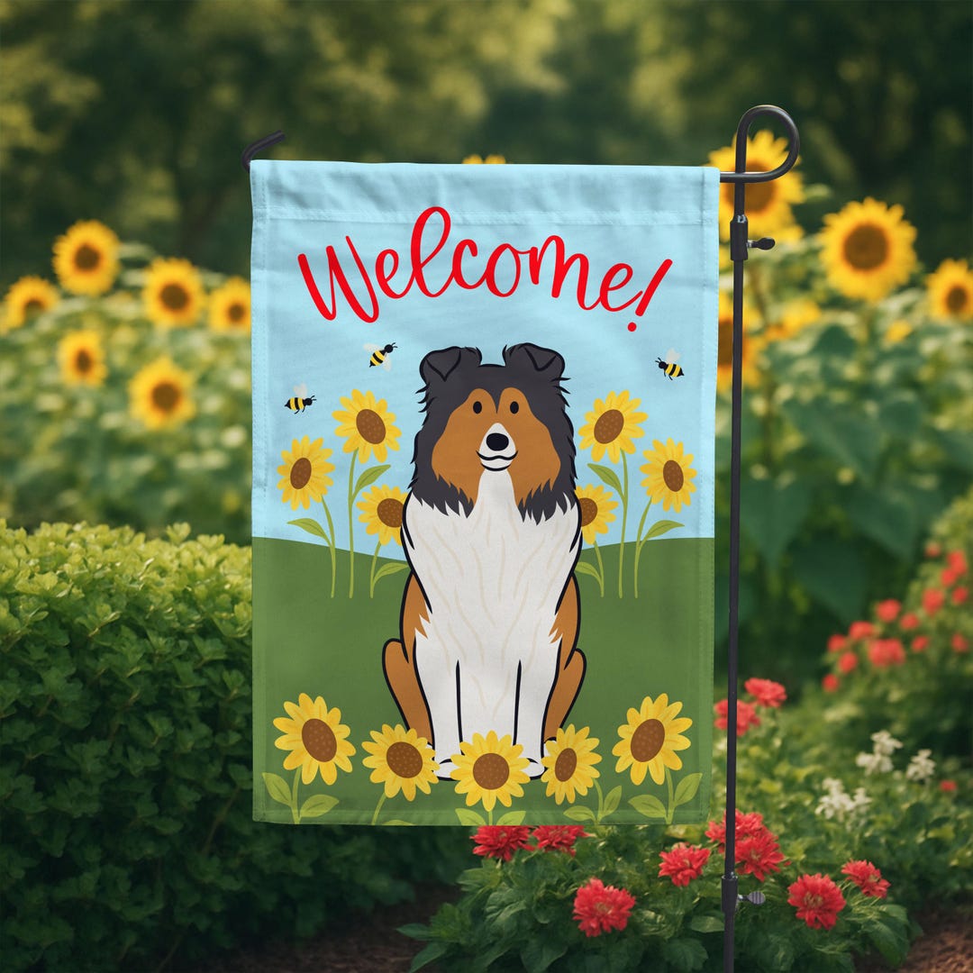Shetland Sheepdog Summer Sunflower Garden Flag | Sheltie Gifts for Dog ...