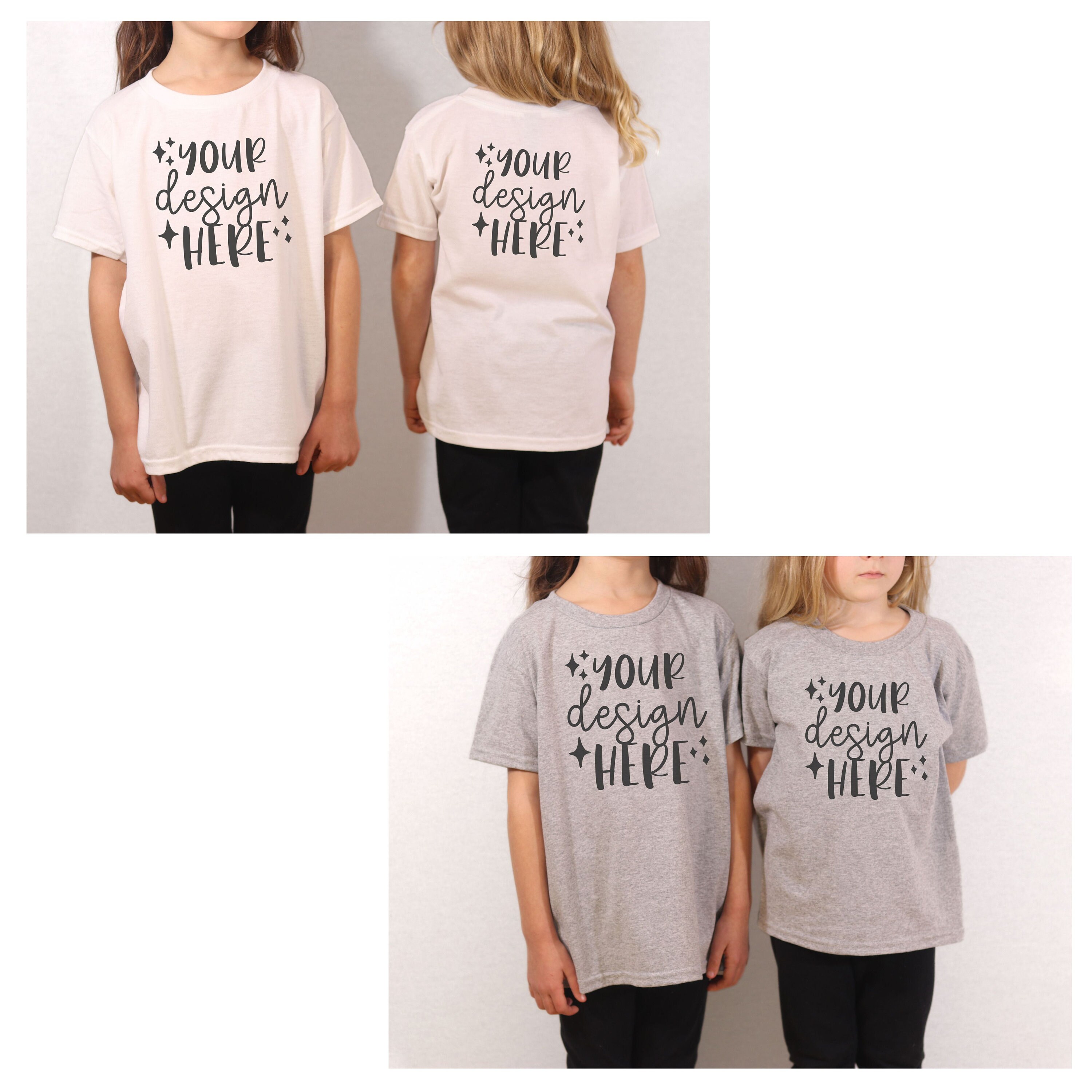 Siblings Mockup Bundle, Kids Mockups, Gildan 5000b Mockup Bundle, Back ...