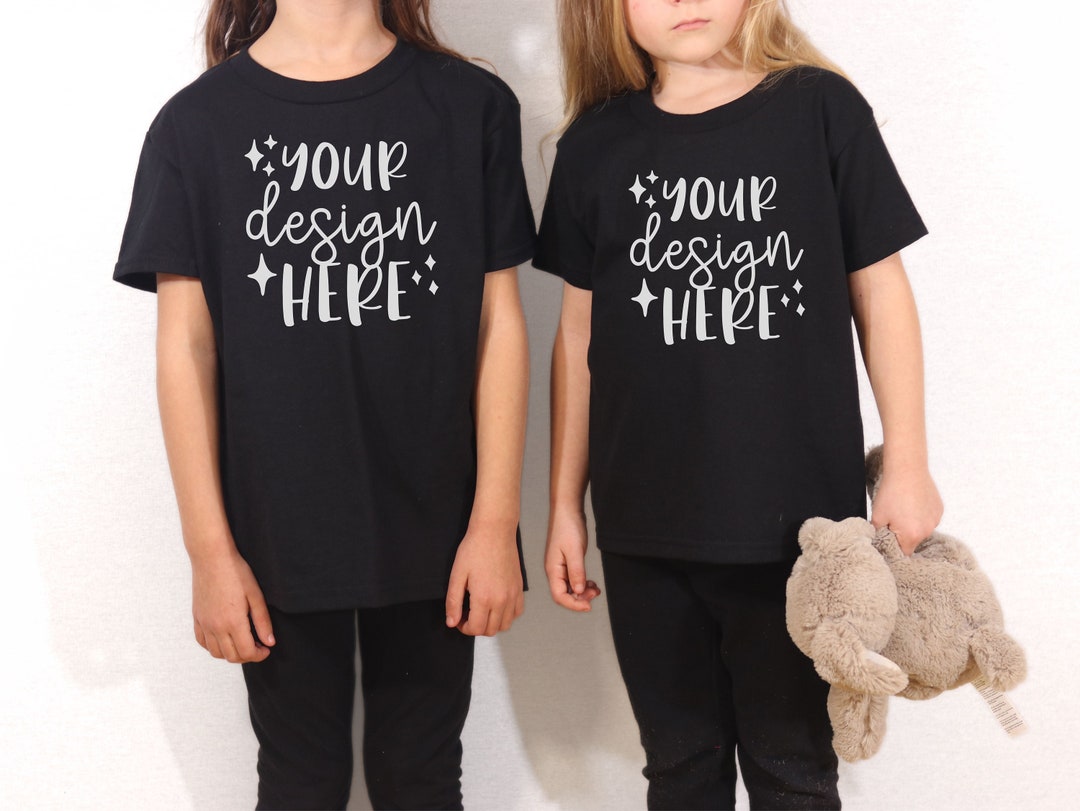 Kids Mockups Black, Gildan 5000b Mockup, Siblings Mock Up, Family ...
