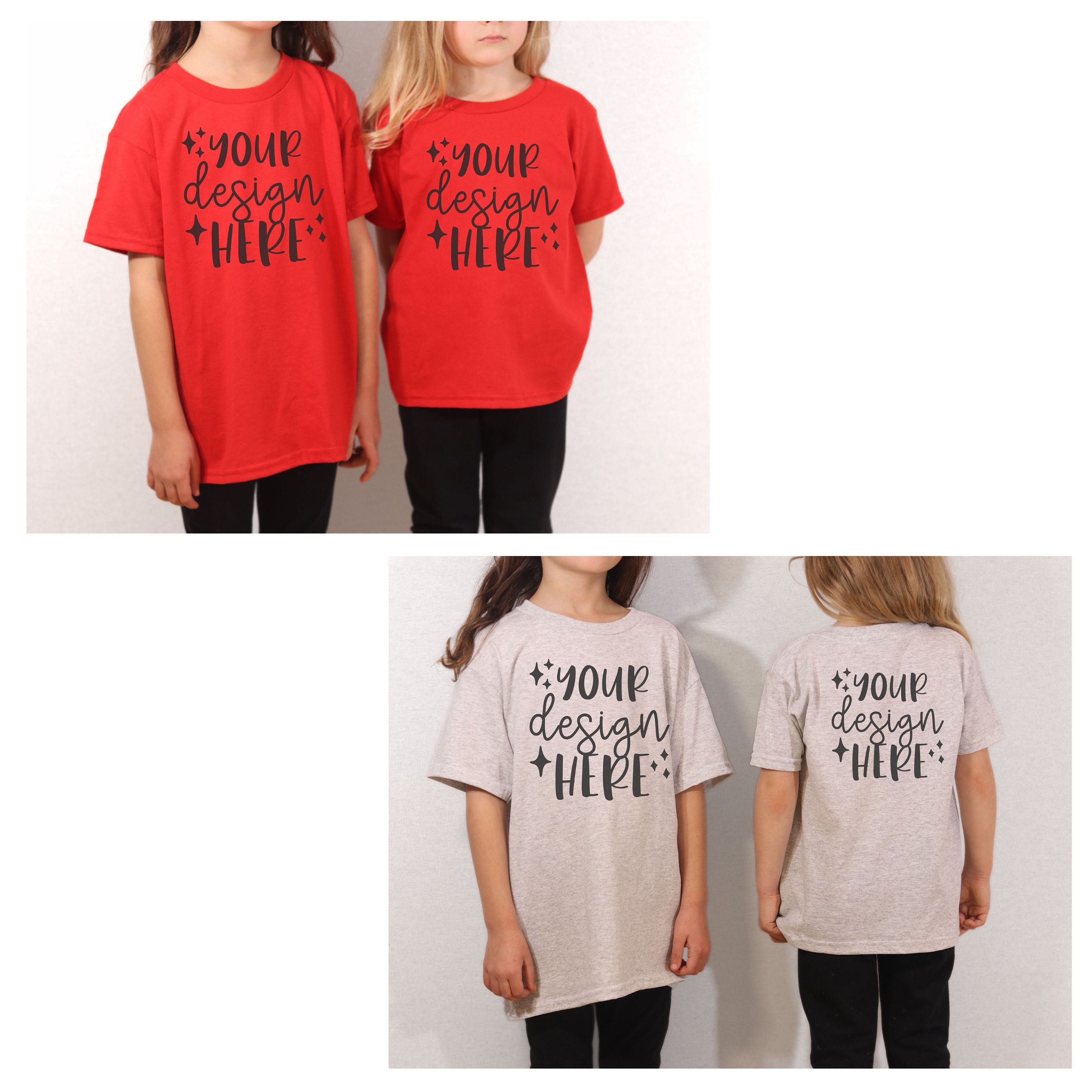 Siblings Mockup Bundle, Kids Mockups, Gildan 5000b Mockup Bundle, Back ...