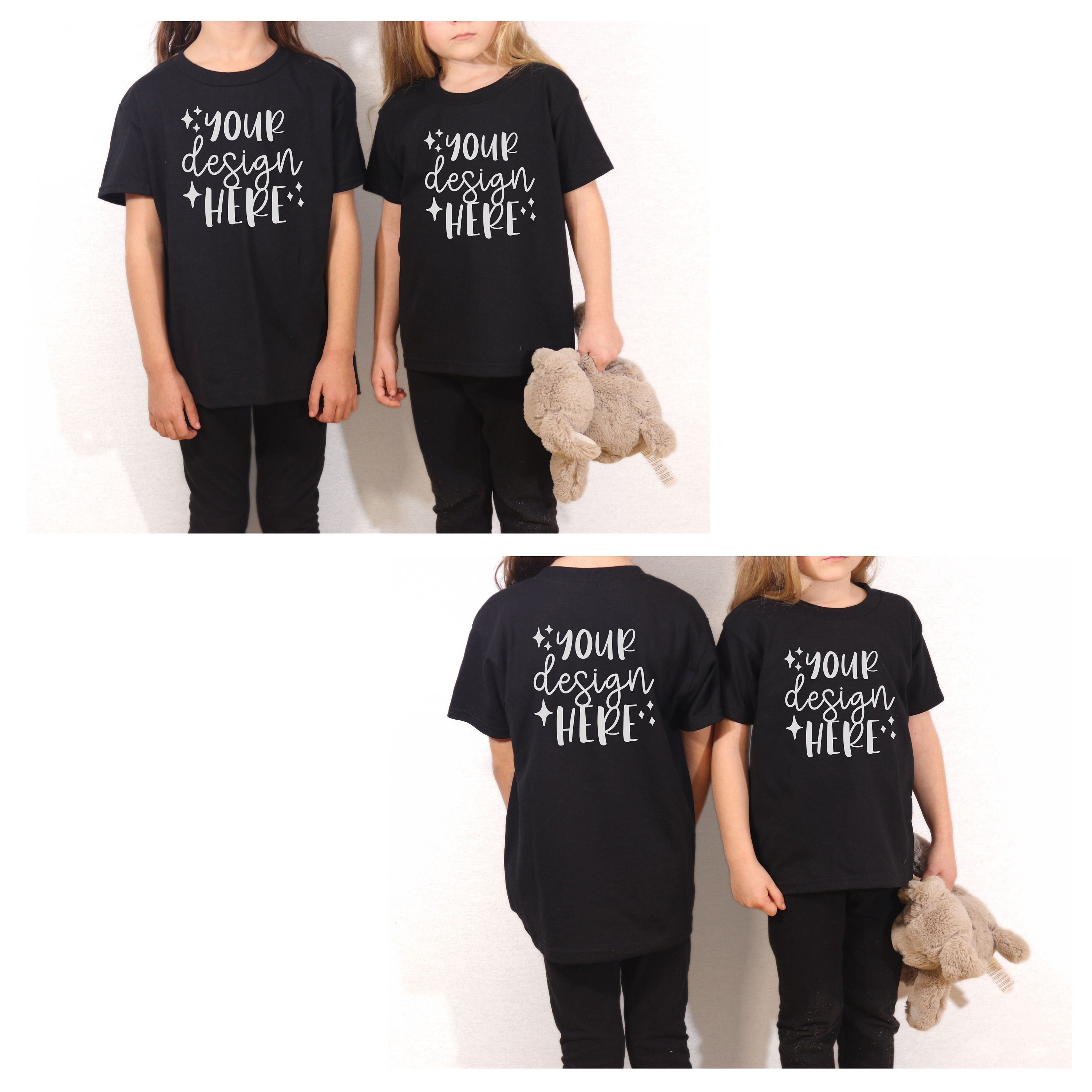 Siblings Mockup Bundle, Kids Mockups, Gildan 5000b Mockup Bundle, Back ...