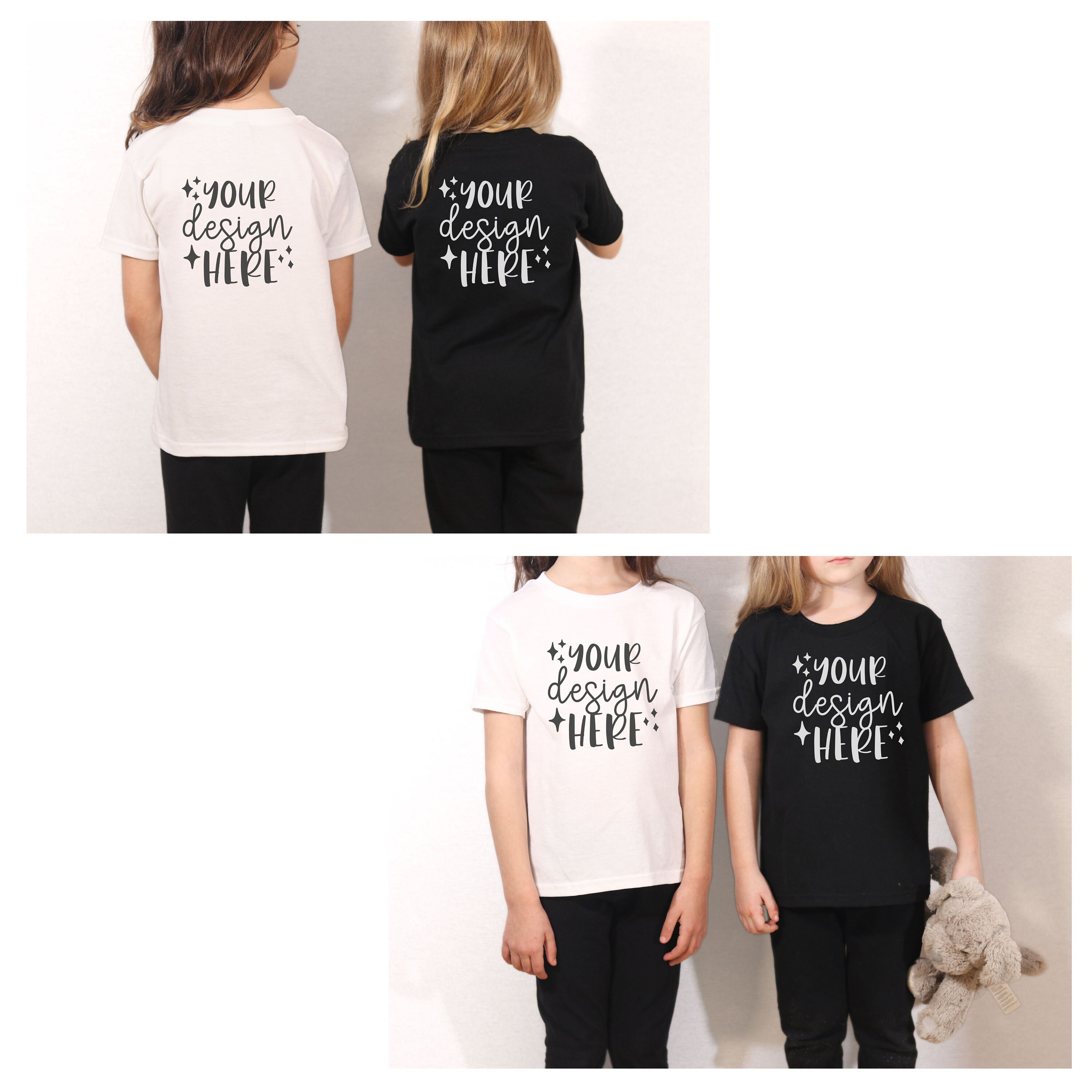 Siblings Mockup Bundle, Kids Mockups, Gildan 5000b Mockup Bundle, Back ...