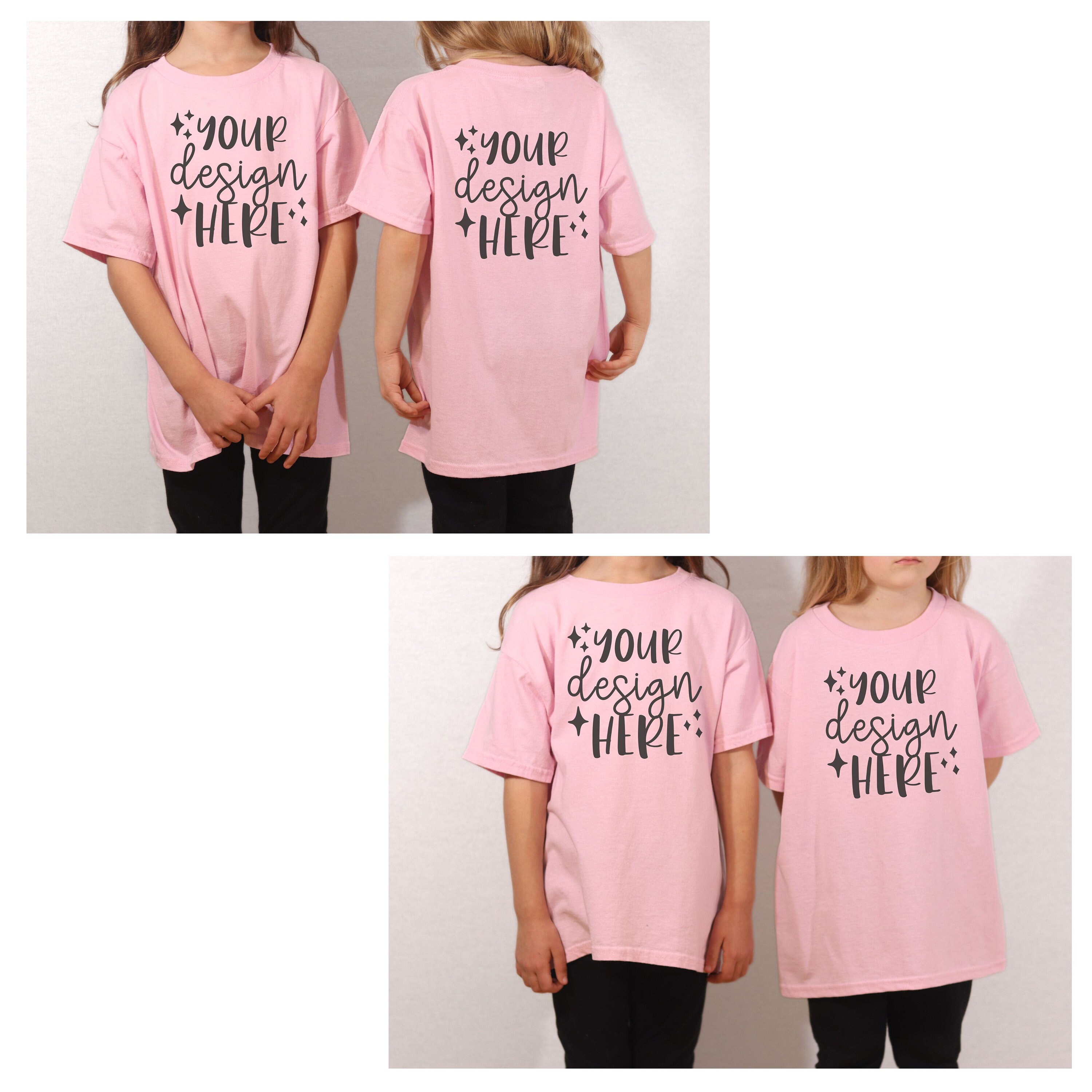 Siblings Mockup Bundle, Kids Mockups, Gildan 5000b Mockup Bundle, Back ...