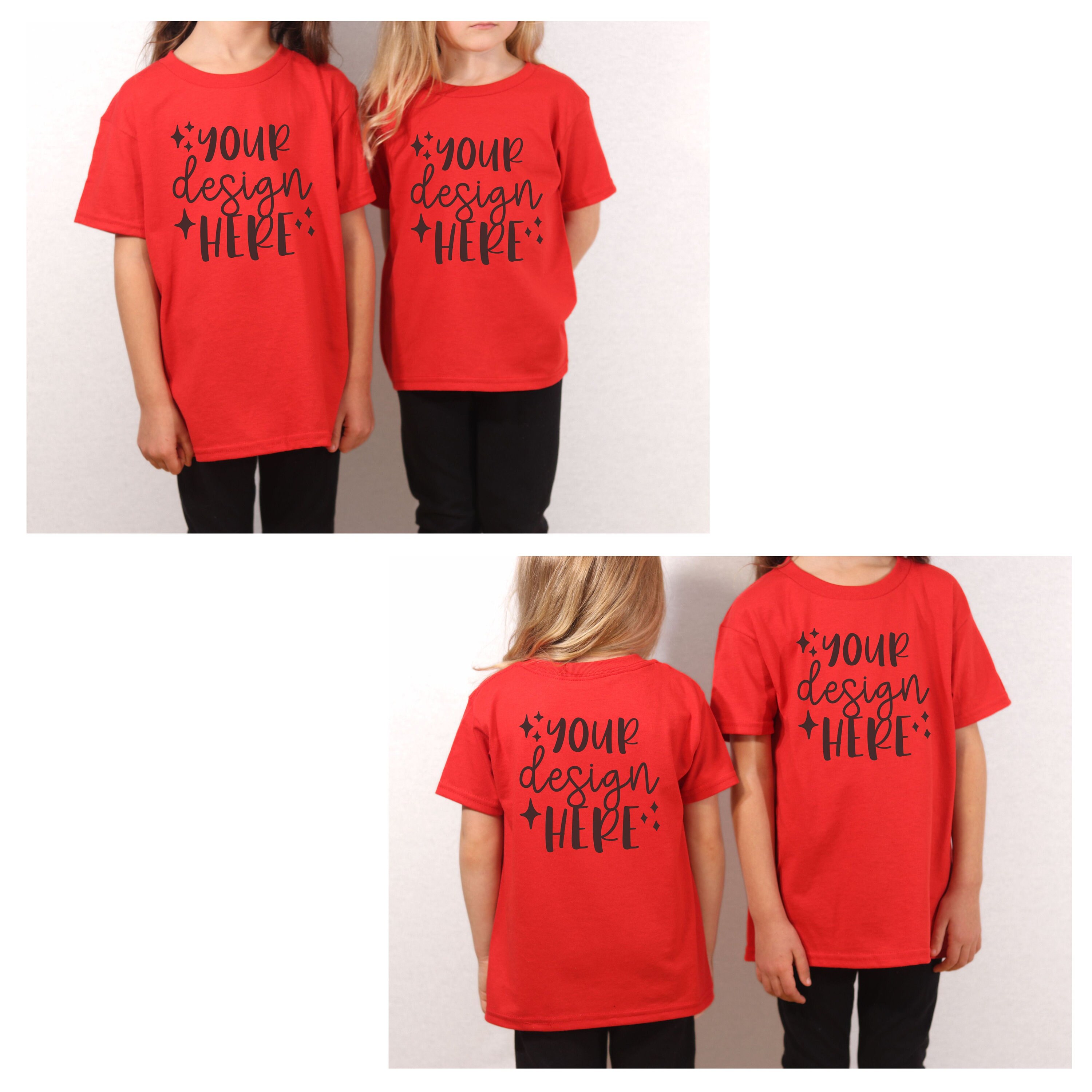 Siblings Mockup Bundle, Kids Mockups, Gildan 5000b Mockup Bundle, Back ...