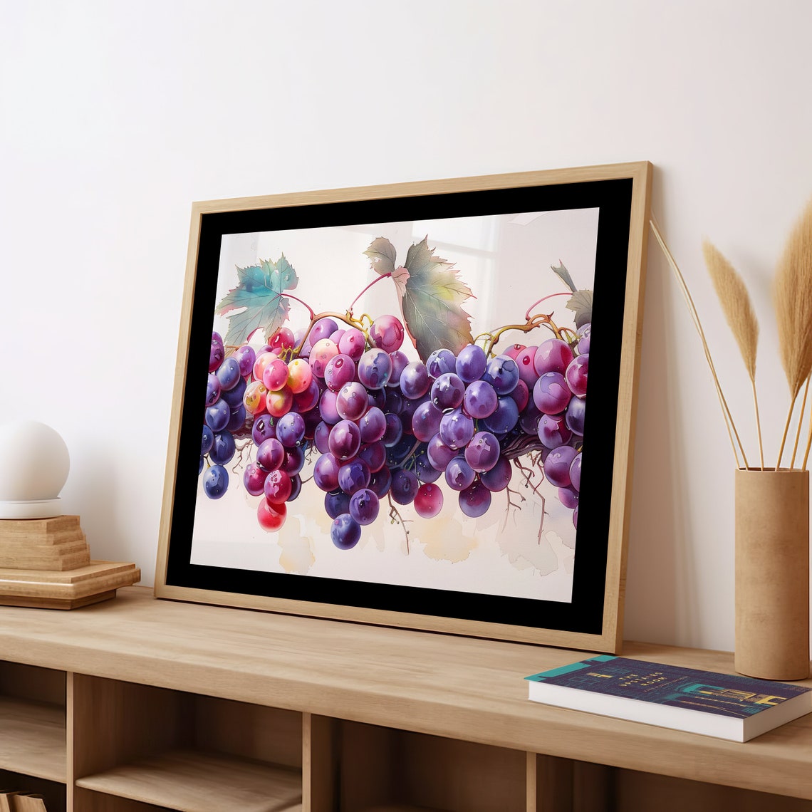 Grapevine Floral Digital Art Download - Vibrant Red and Purple Grapes ...