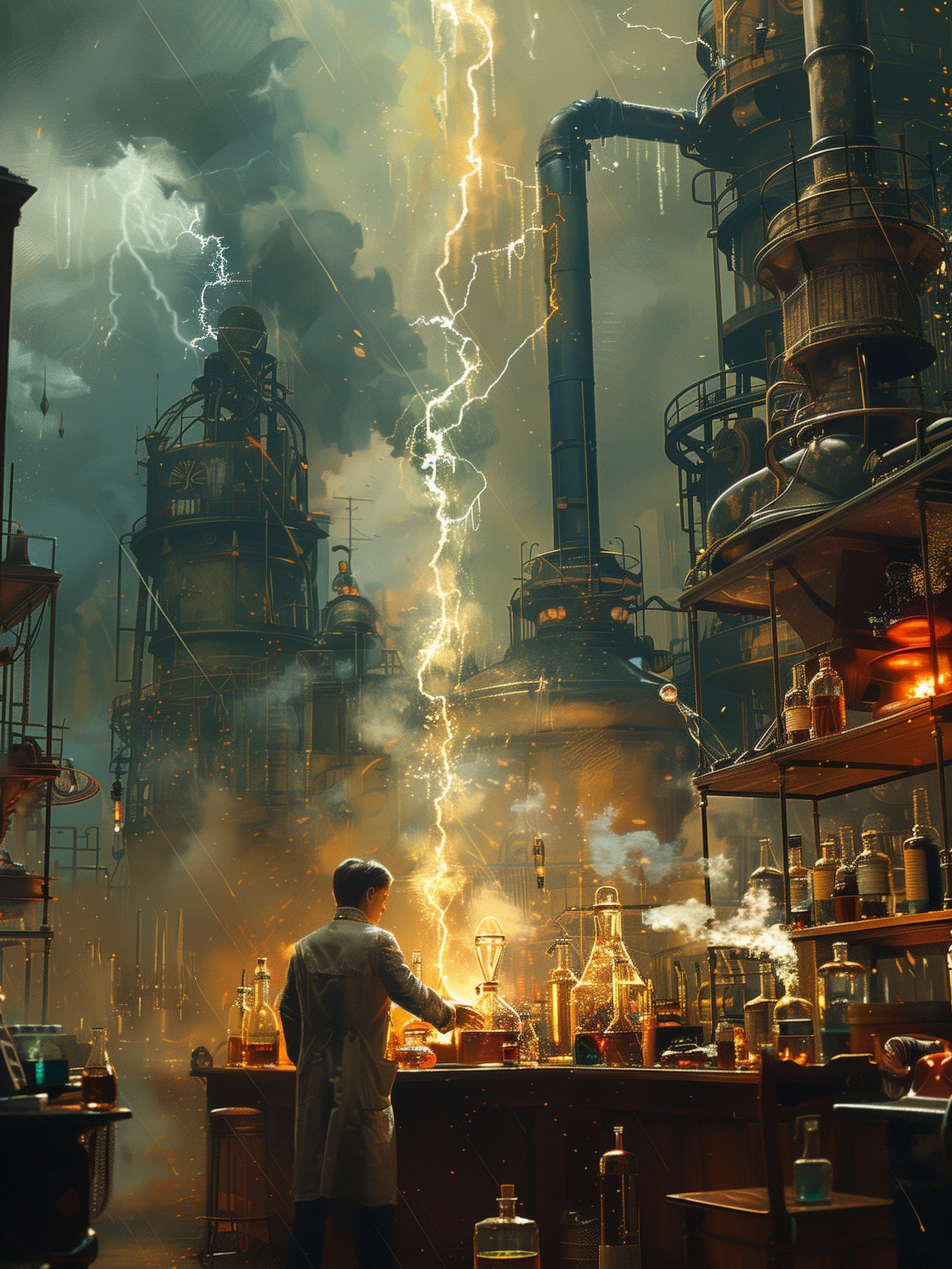 Steampunk Scientist Laboratory Digital Art Download Electrifying ...