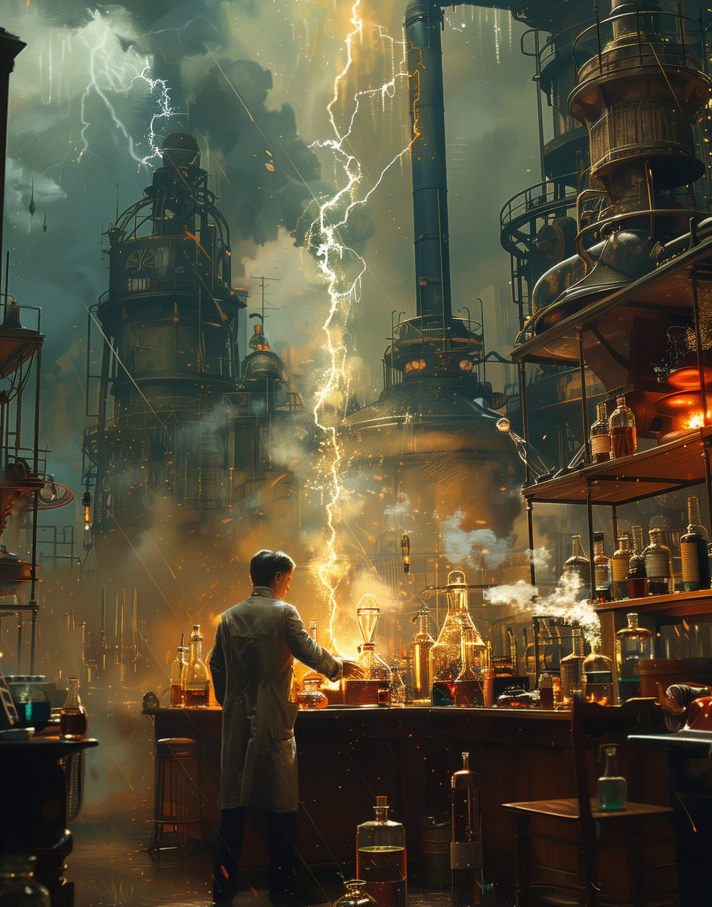 Steampunk Scientist Laboratory Digital Art Download Electrifying ...