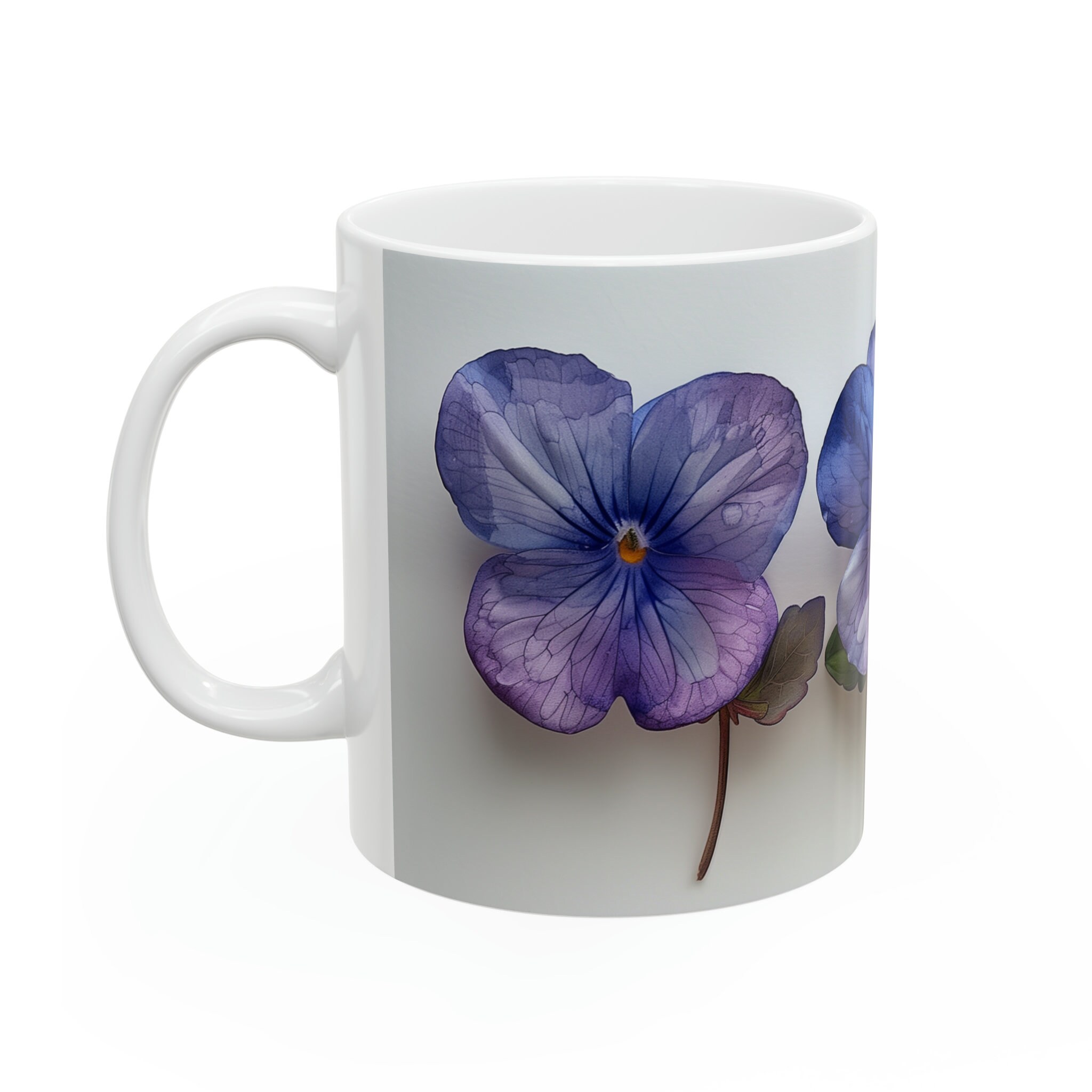 February Birth Flower Violet Coffee Mug 11 Oz - Unique Pressed Flower ...