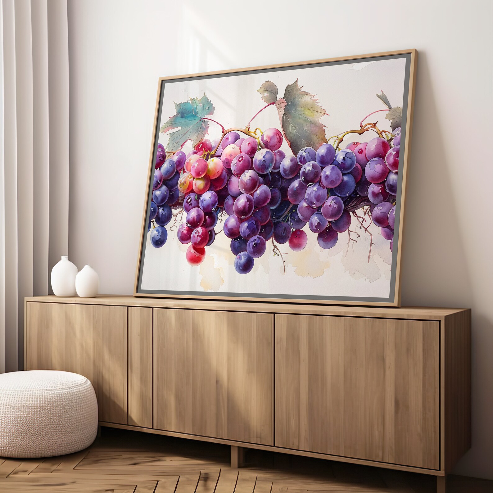 Grapevine Floral Digital Art Download - Vibrant Red and Purple Grapes ...