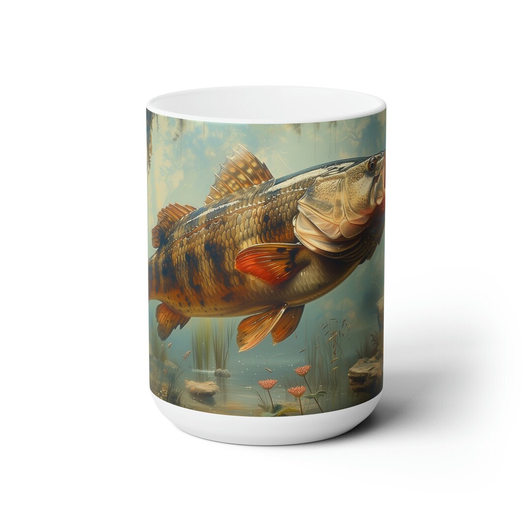 Large Mouth Bass Fish Coffee Mug 15 Oz Sportsfish Fishing Fisherman ...