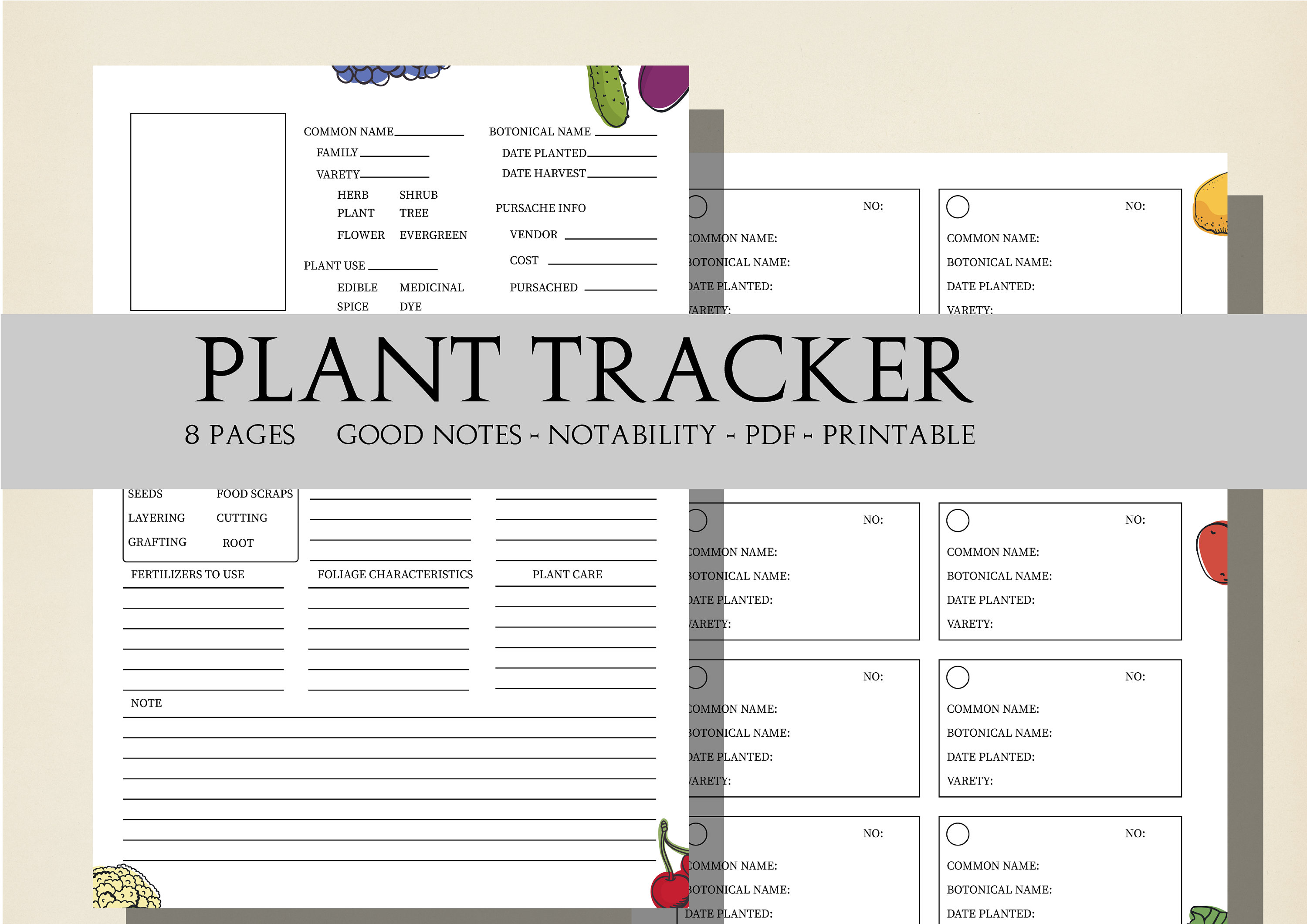 Plant Tracker Printable Gardening Organizer Growth Journal Plant Care ...