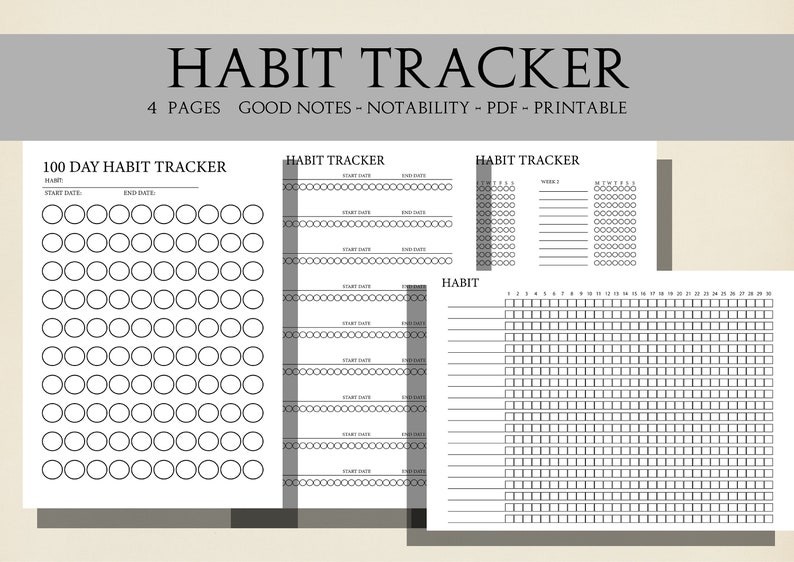 Personal Habit Tracker Printable Daily Routine Planner Goal Setting ...