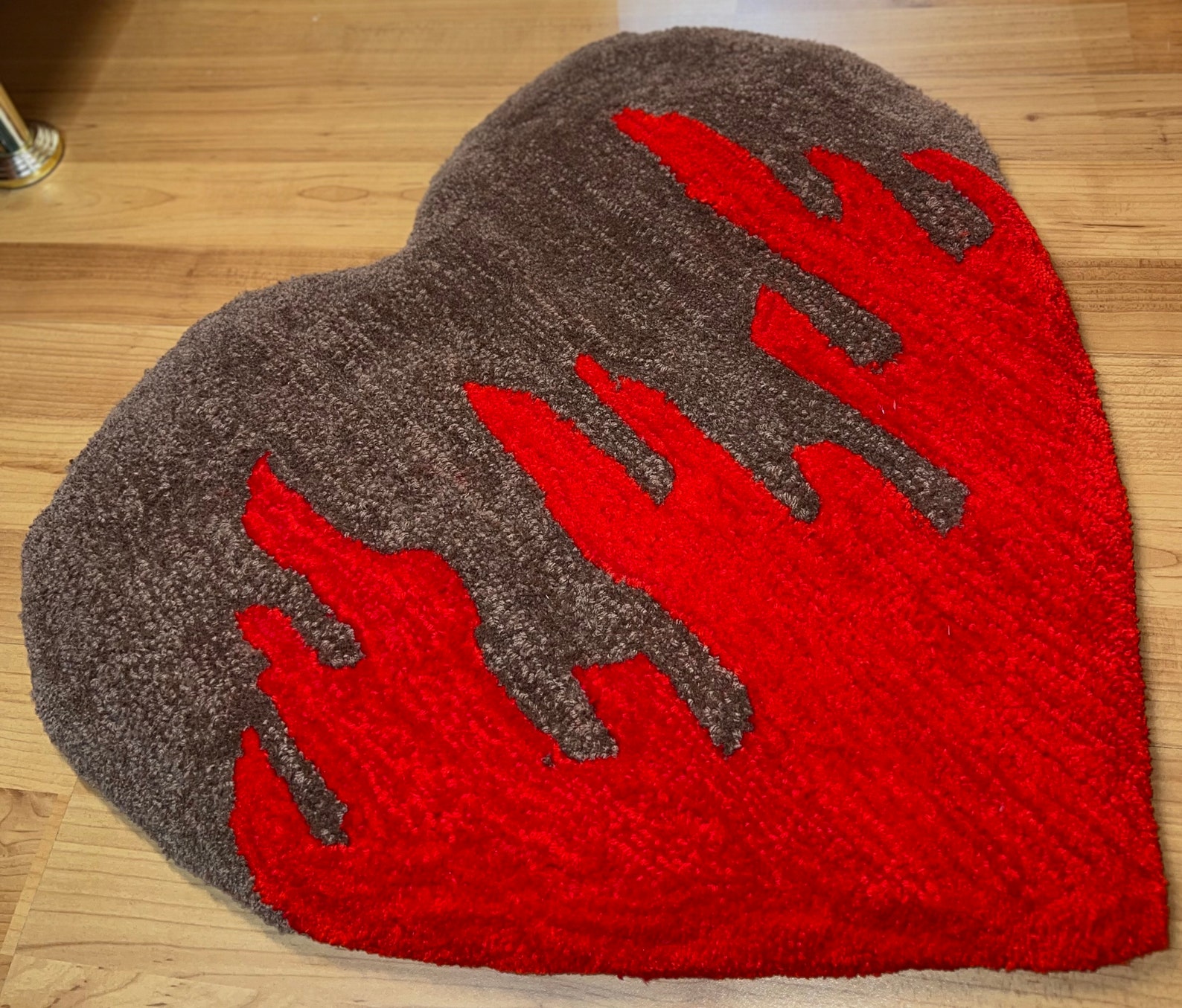 Heart Shaped Hand Tufted Rug, Red Fluffy Heart Rug, Handmade Love Rug ...